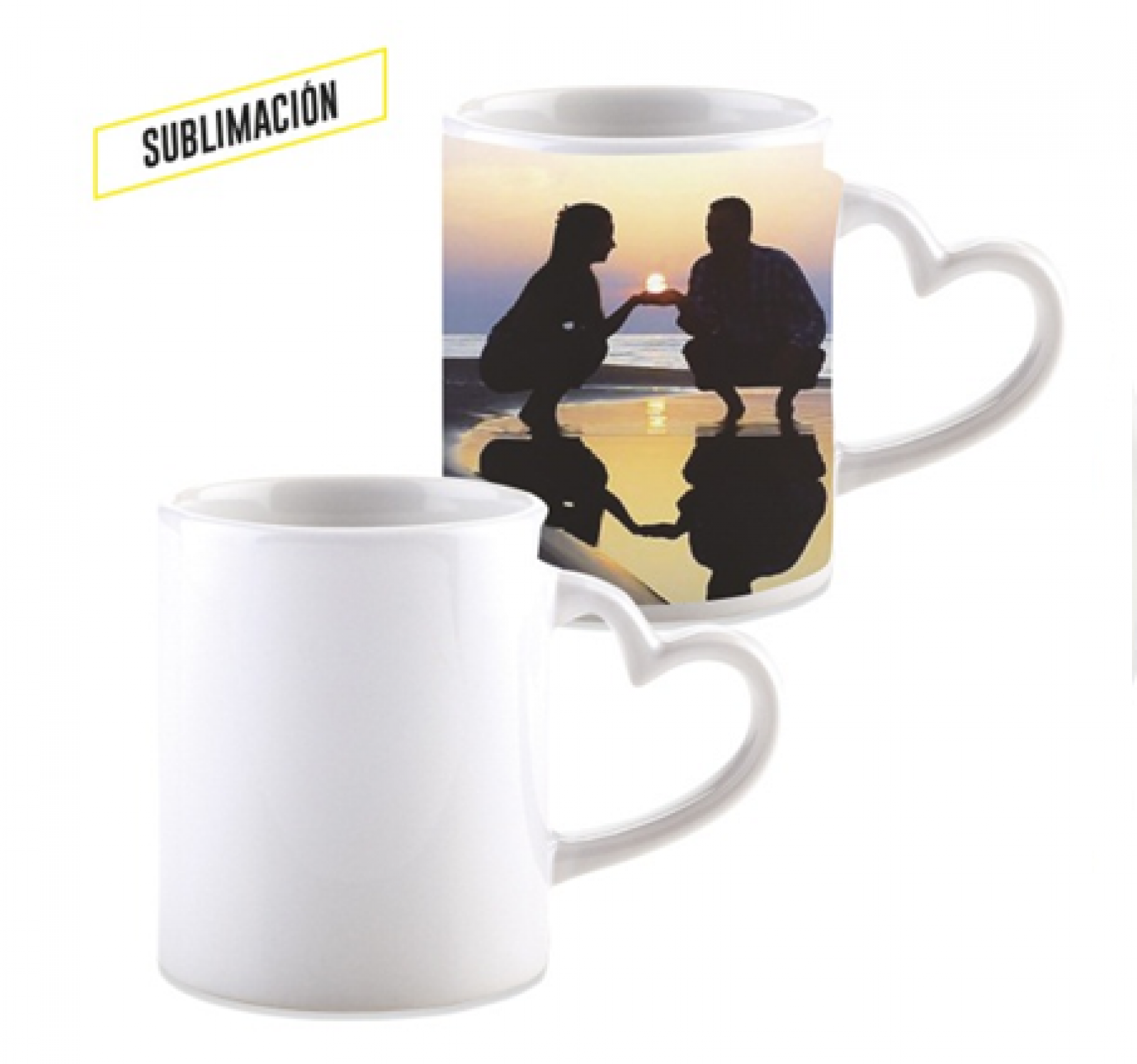 Mug Ceramica para Sublimacion Corazon dlpublicidad Medellín Colombia